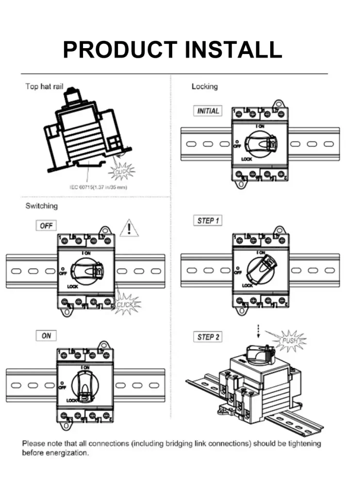 DC Isolator Switch Disconnector 1200V 32A - Reliable Isolator